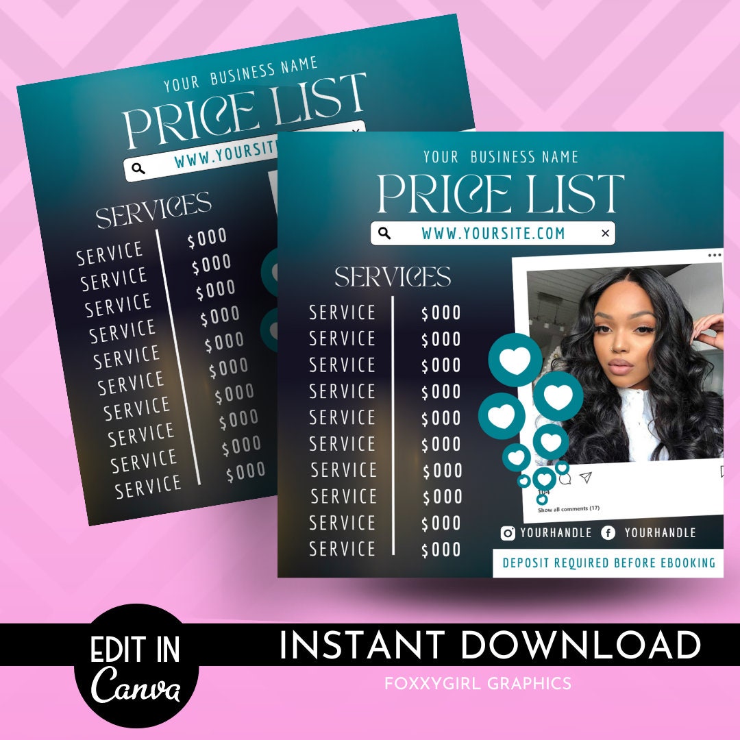 Price List Template, Price List Flyer, Service Flyer, Lash Price List ...