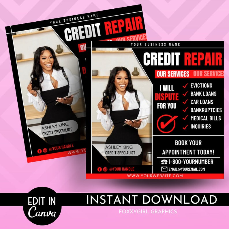 Credit Repair Service Flyer Template - Credit Restoration Consultation ...