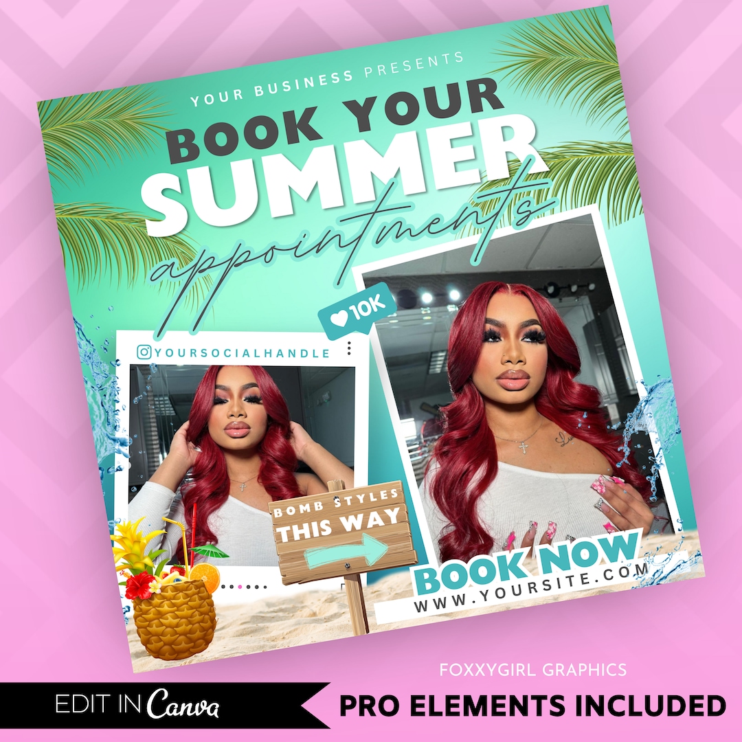 Summer Booking Flyer, Summer Break, Summer Special, Summer Appointments ...