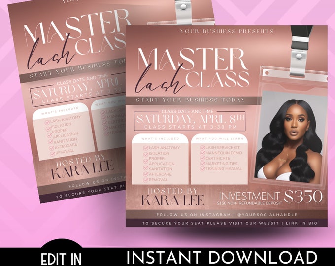 Class Flyer, Course Flyer, Luxury DIY Social Media Flyer, Master Class ...