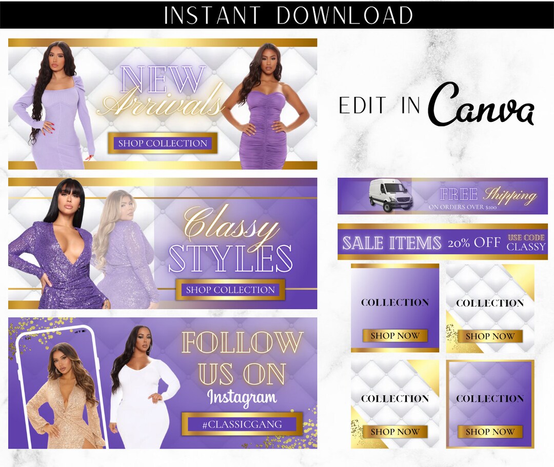 DIY Boutique Banner Set, DIY Shopify Web Banners, DIY Wix Website ...