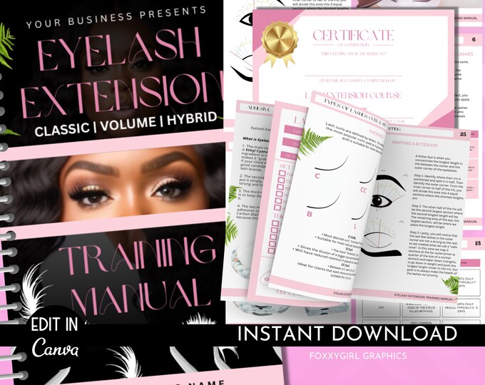 Lash Manual, Canva Editable Training Manual, Classic, Volume, Hybrid, Eyelash Extensions, Ebook ...