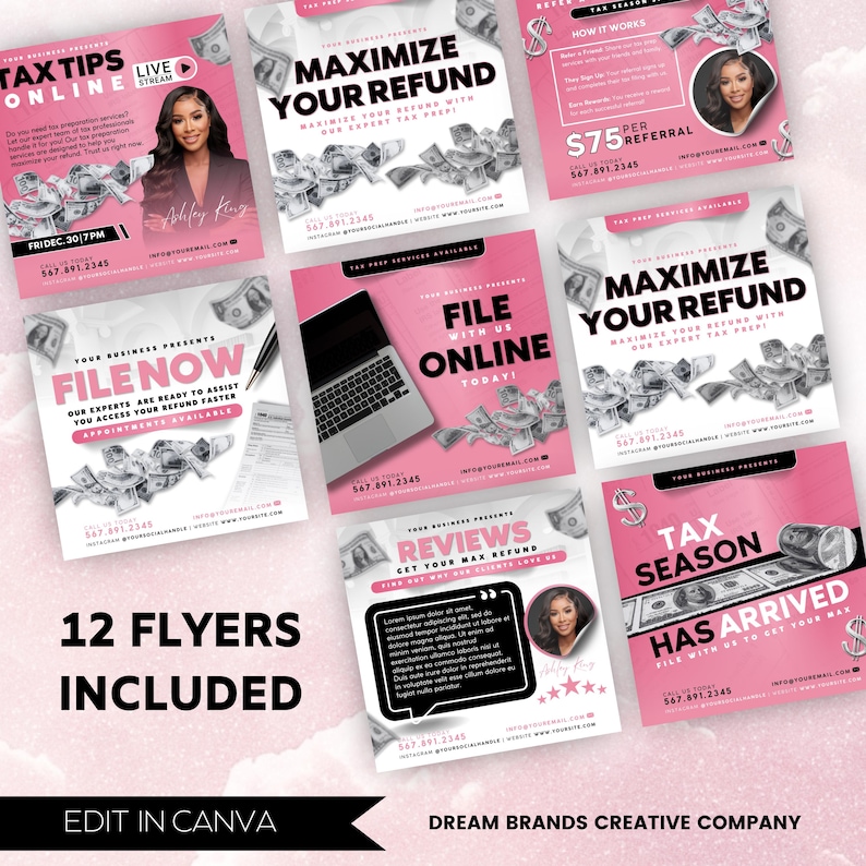 Tax Prep Flyer Bundle: Instagram & Marketing Templates (digital ...
