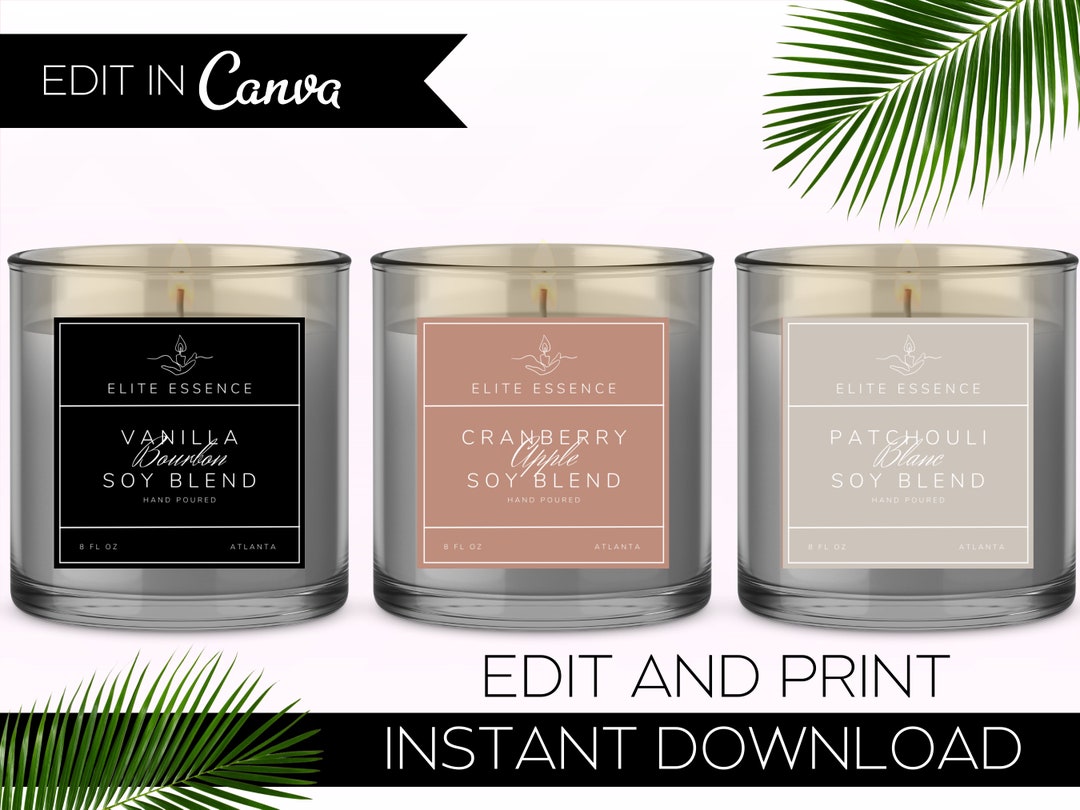 Editable Candle Label Template, DIY Candle Label, Modern Design Label ...