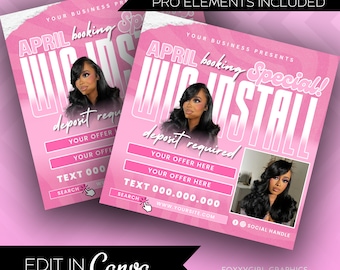 Wig Install Specials Template DIY Hair Braids Hairstylist Appointments ...