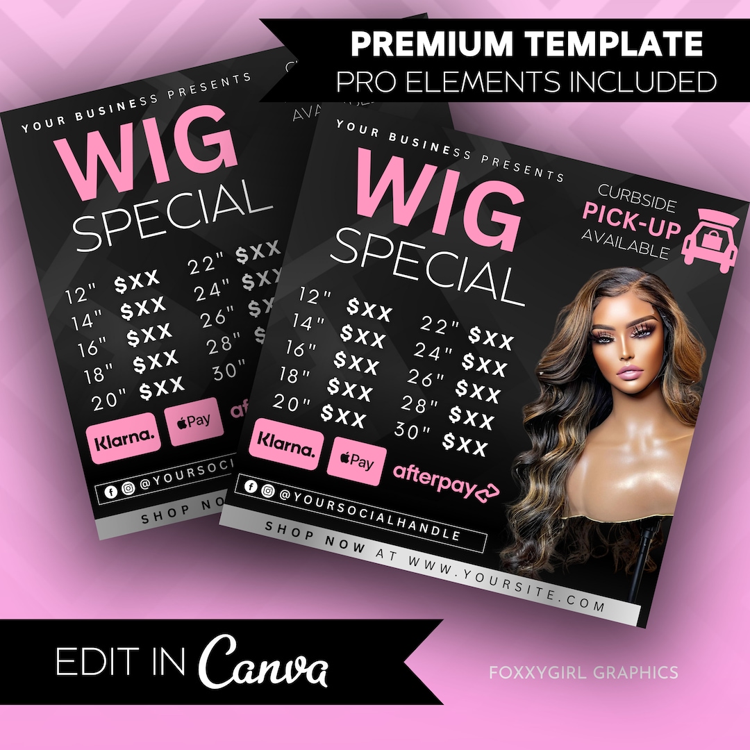 DIY Ready to Wear Wig Flyer, Sale, Social Media Post, Editable on Canva ...
