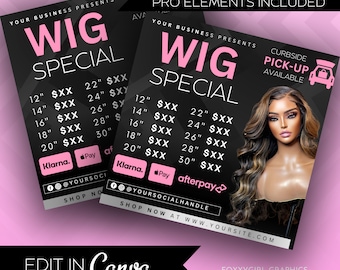 DIY Ready to Wear Wig Flyer, Social Media Post, Sale, Graphic Design ...