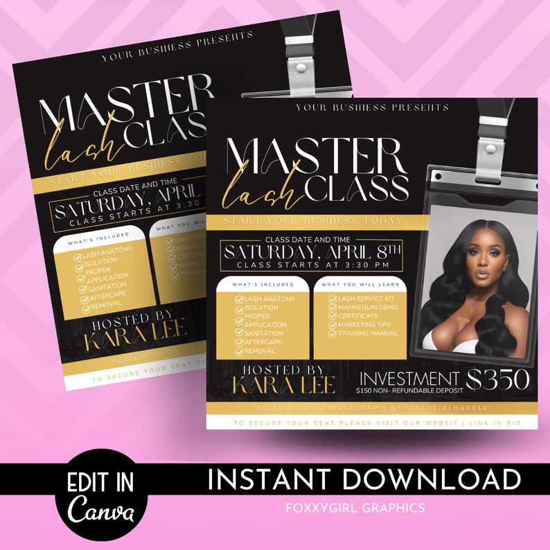 Class Flyer, Course Flyer, Luxury DIY Social Media Flyer, Master Class ...