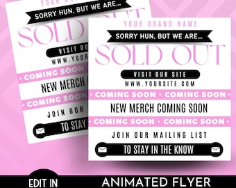 Sold Out Flyer, Diy Sold Out Flyer, Editable Sold Out Flyer, Social ...