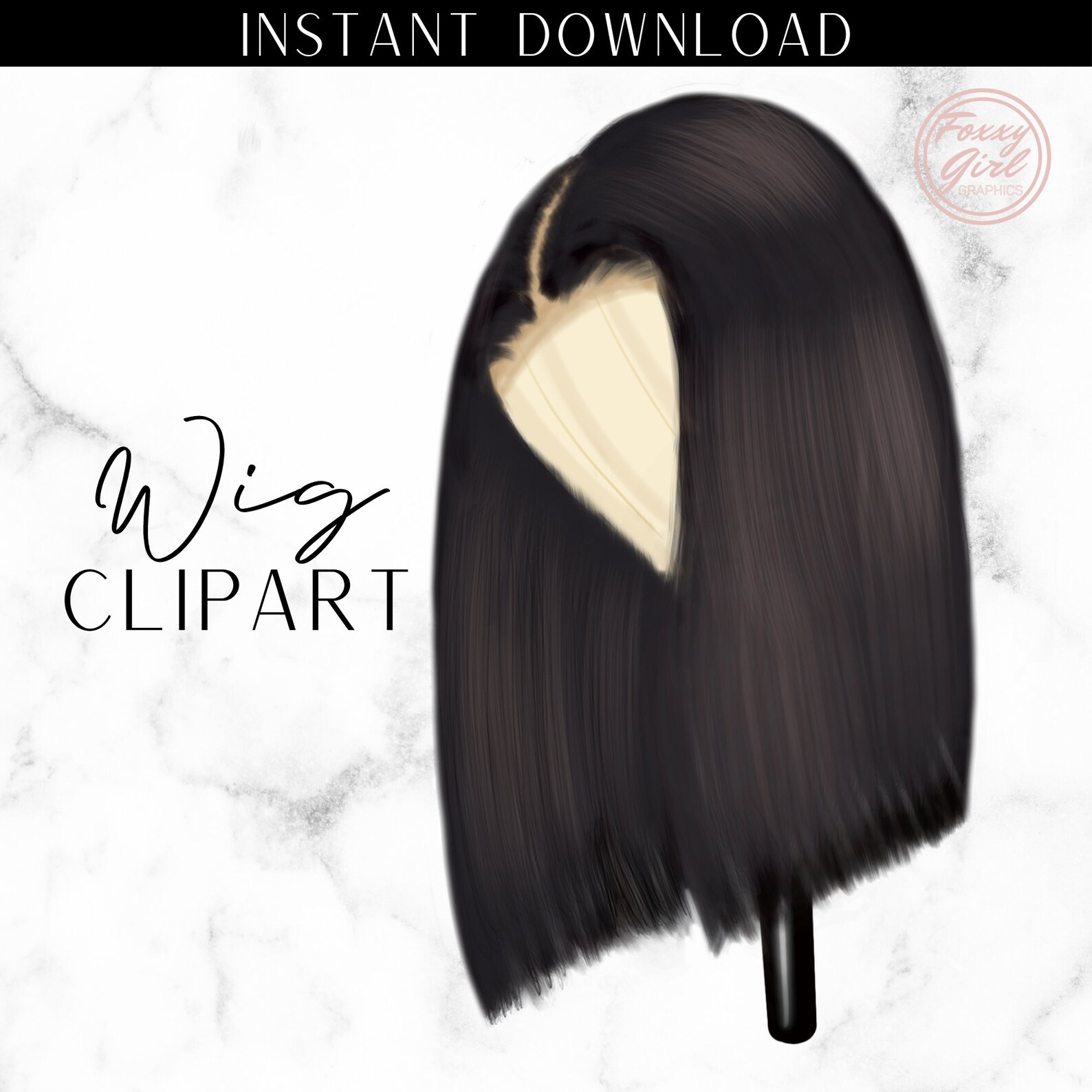 CLIPART ONLY Cartoon Illustration Lace Wig for Scrapbook , Planner ...