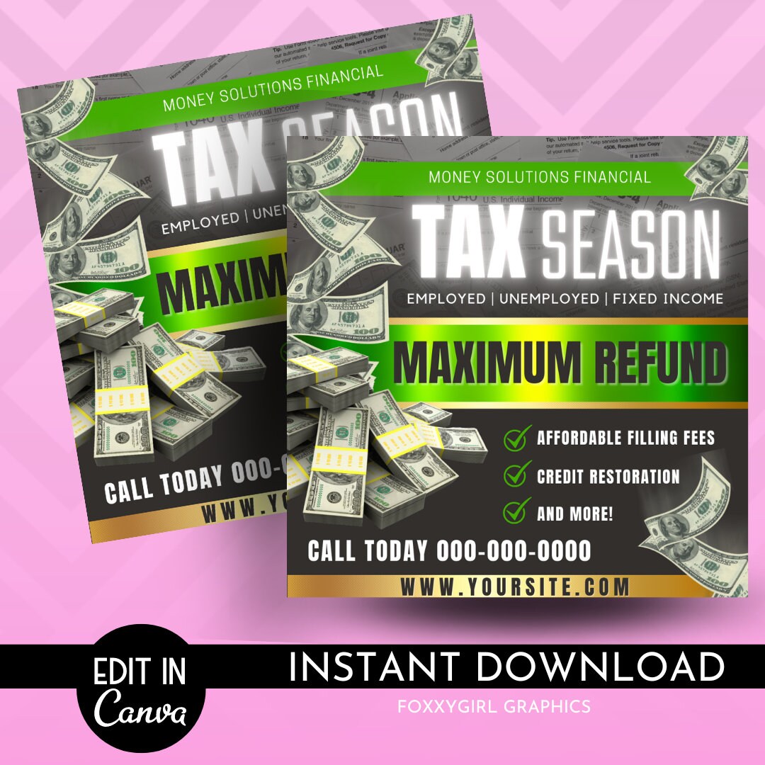 DIY Canva Tax Season Flyer, Tax Sale Instagram Template, Tax Season ...