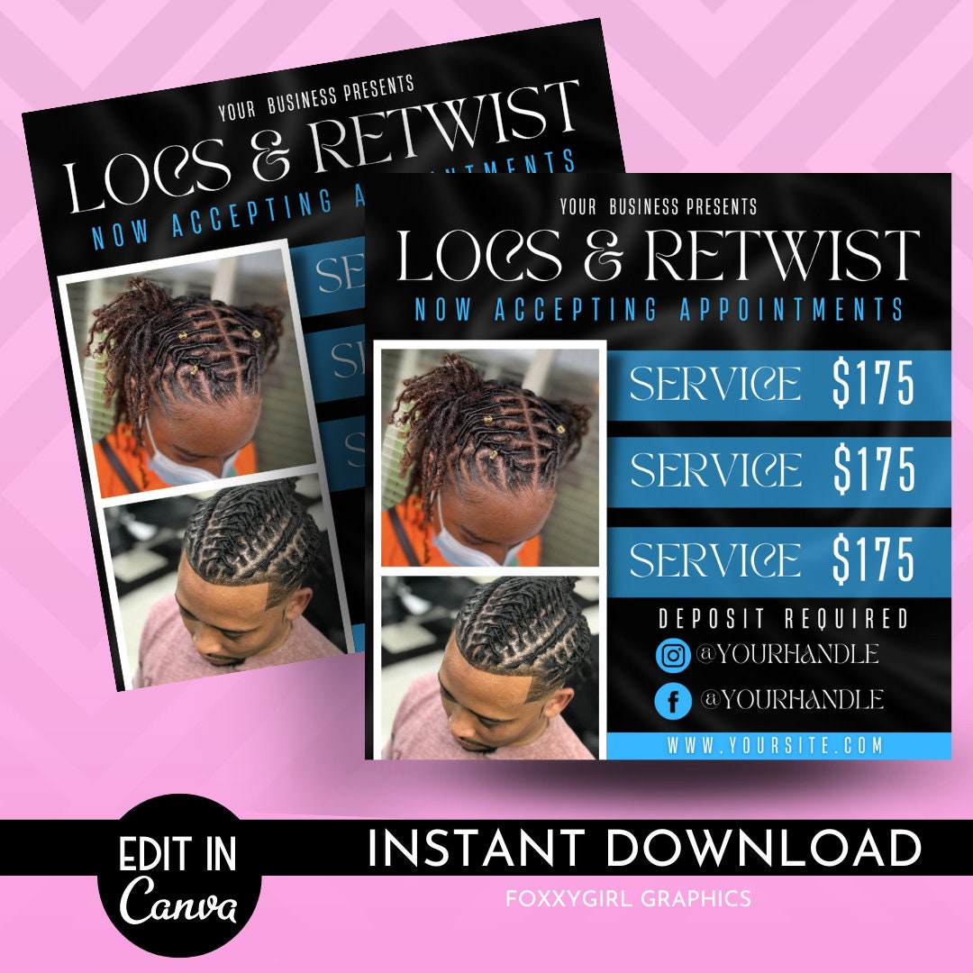 Loc Retwist Flyer, Loctician Flyer, Loc Special Flyer, Loc & Styles ...