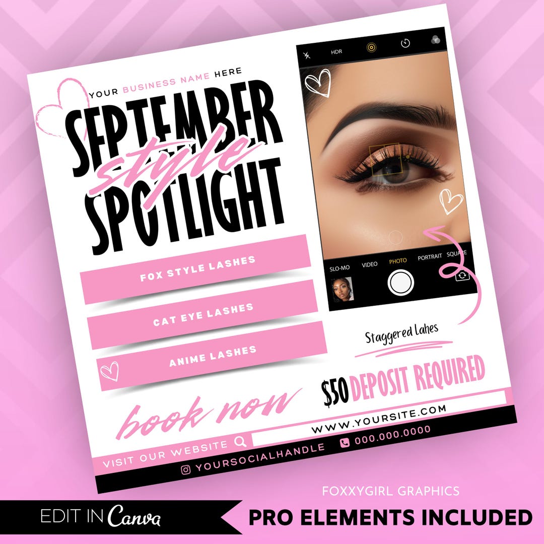 September Booking Flyer, Lash Bookings, September Bookings Open, Fall ...