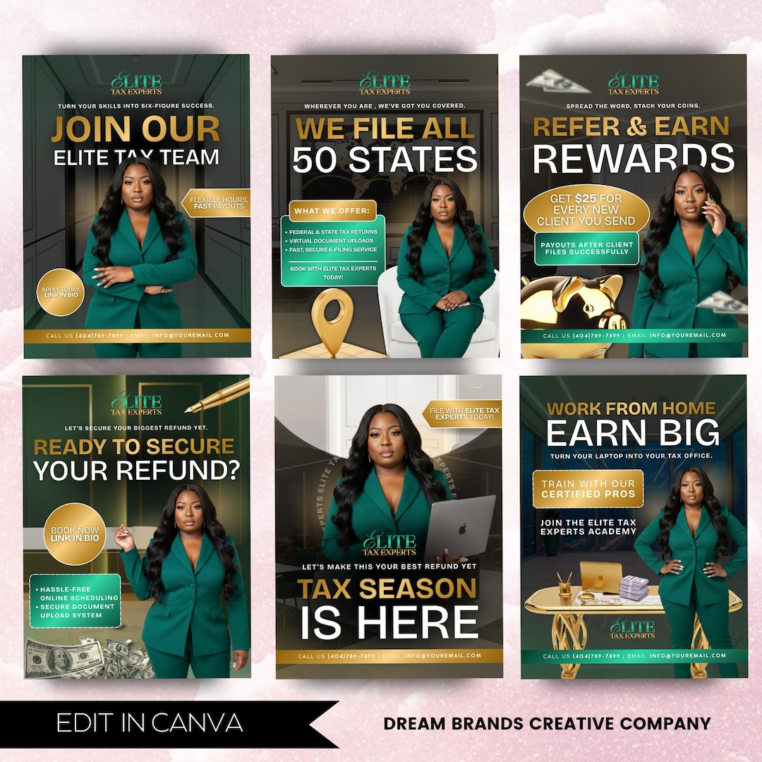 6 Fully Editable Tax Prep Service Flyers, 2026 Tax Season Flyers ...