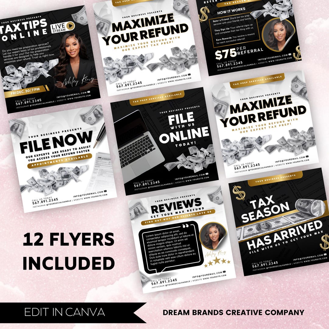 Tax Prep Bundle, Tax Prep Instagram, Tax Prep Flyer Bundle, Tax Flyer ...
