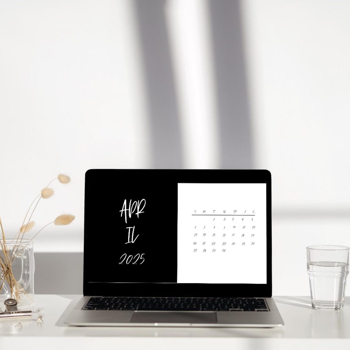 2025 Calendar Desktop Wallpaper for PC and MAC. Minimalist Digital ...