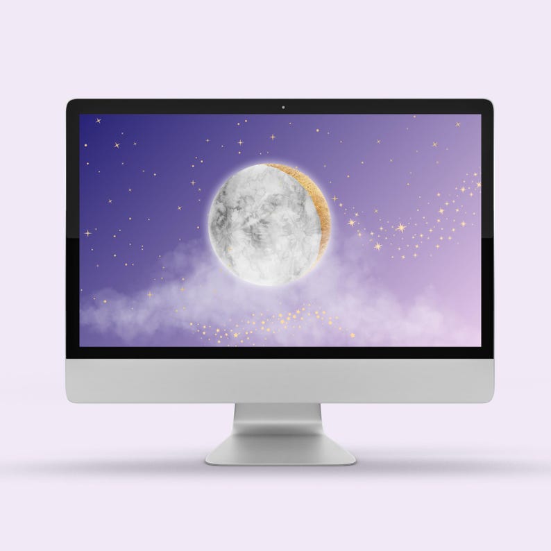Full Moon Desktop Wallpaper for Laptop and Desktop. Purple Gradient ...