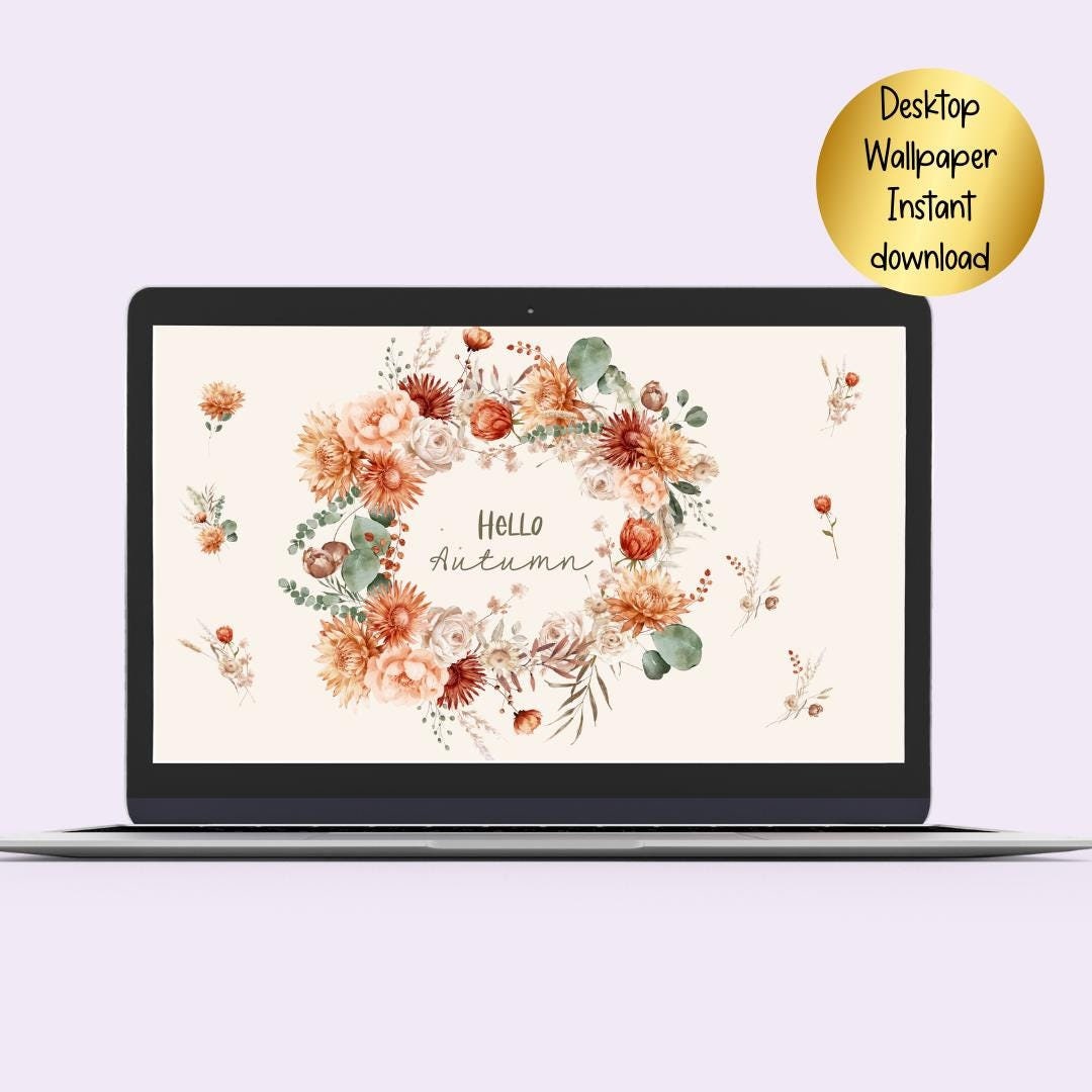 Autumn Floral Desktop Wallpaper. Elegant Fall Wallpaper for Pc and Mac ...