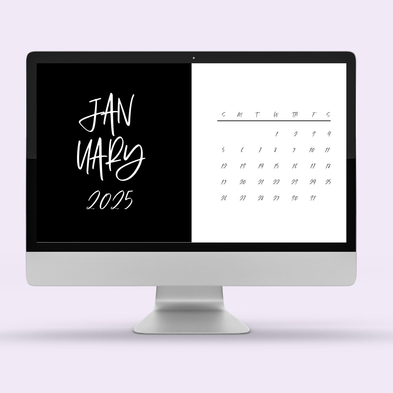 2025 Calendar Desktop Wallpaper for PC and MAC. Minimalist Digital ...