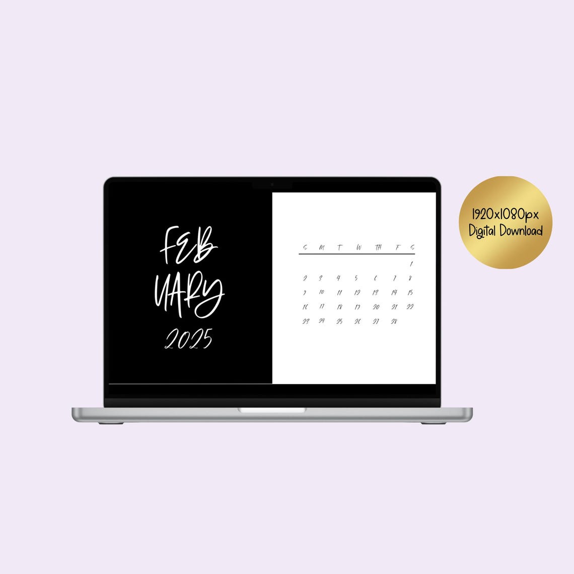 2025 Calendar Desktop Wallpaper for PC and MAC. Minimalist Digital ...