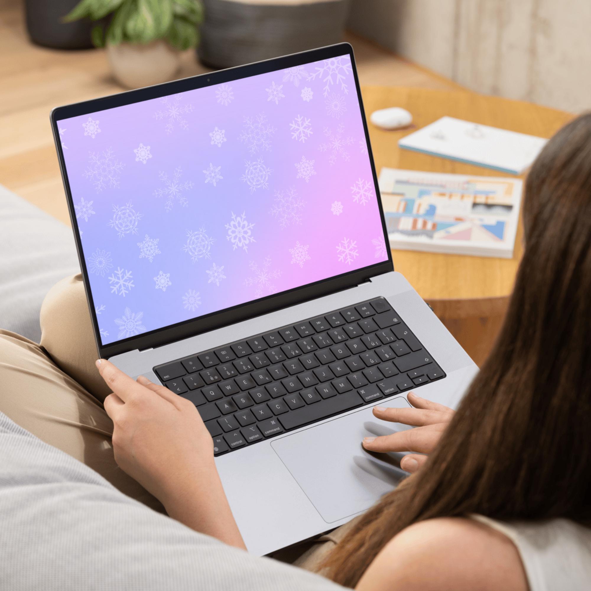 Pastel Snowflake Desktop Wallpaper. Seamless Snowflake Pattern for Pc ...