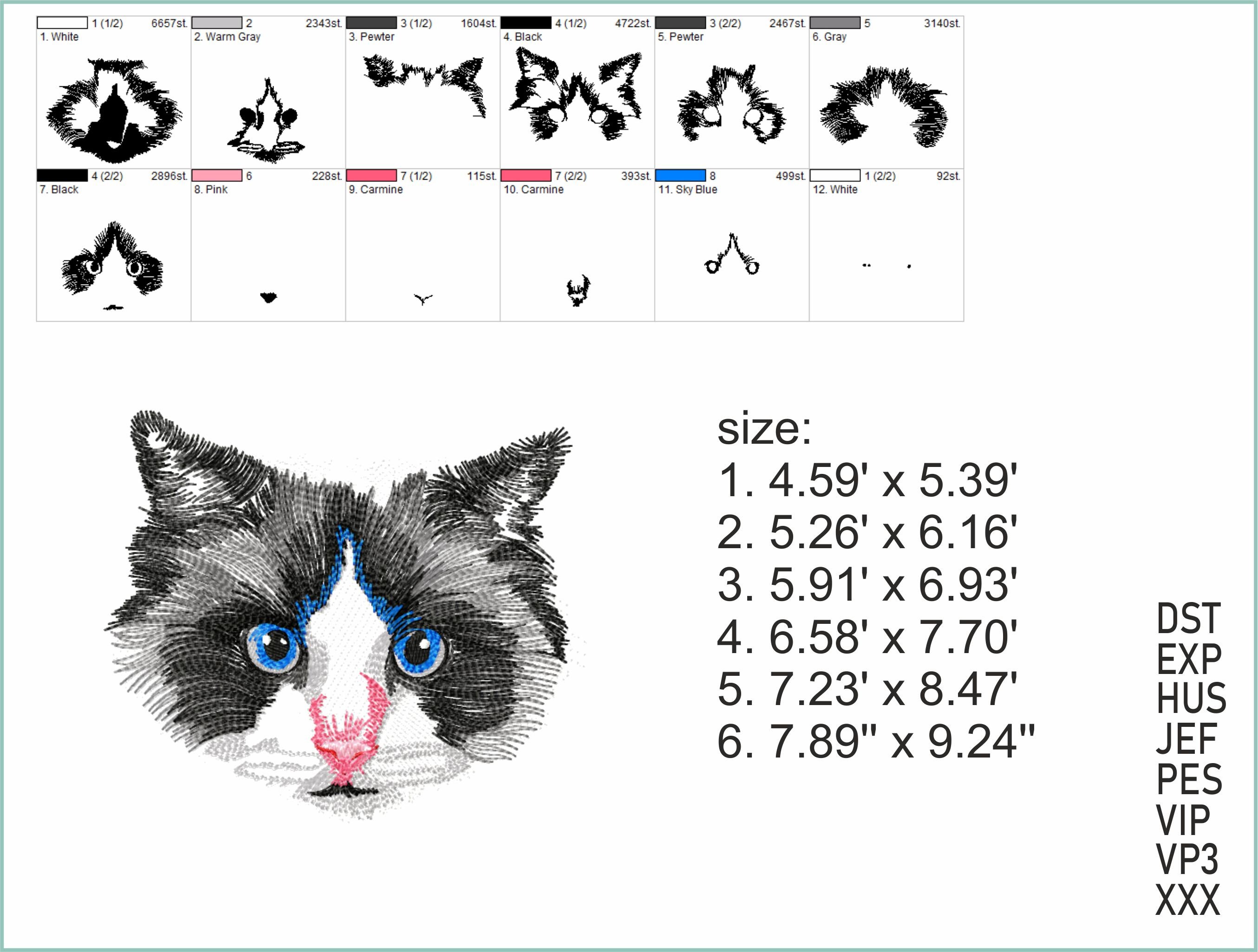 Realistic Cat Machine Embroidery Design Animals Embroidery Design ...