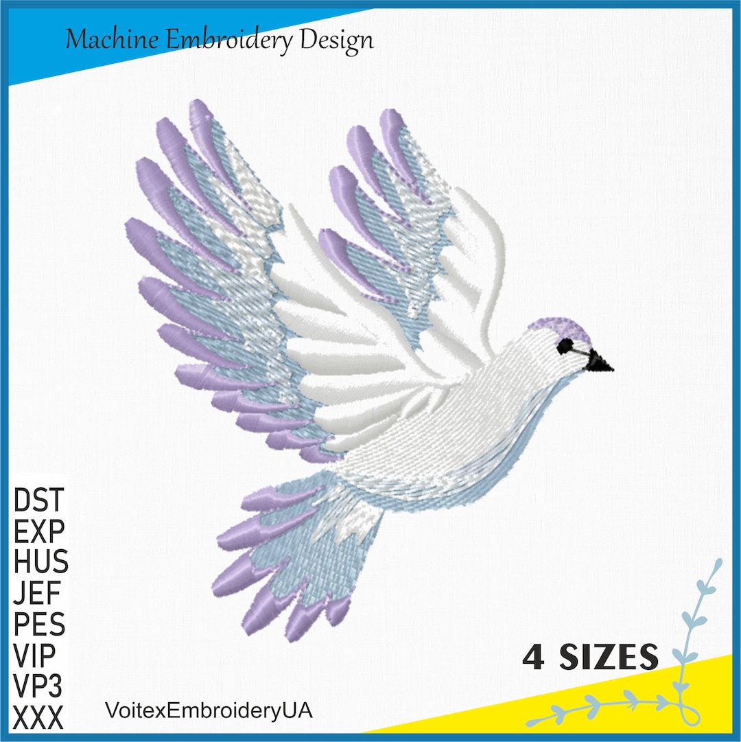 Dove Embroidery Design - Peace Embroidery Design - Bird Embroidery ...