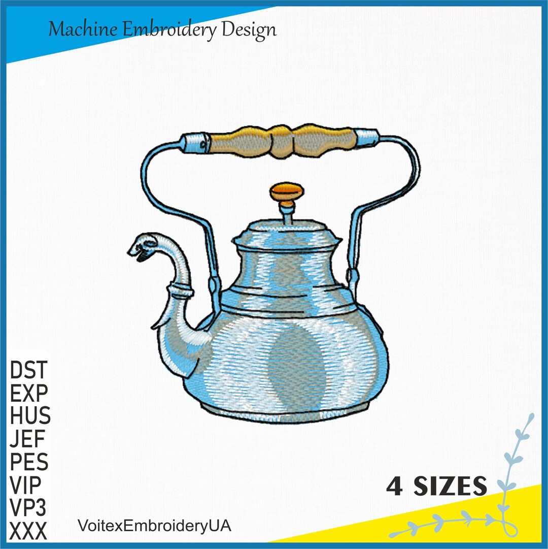 Teapot Embroidery Design File Teapot Teakettle Download Embroidery ...