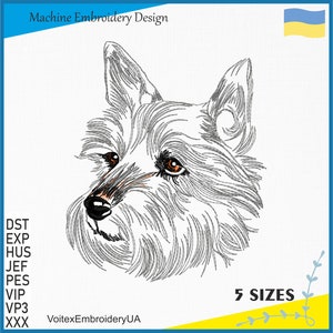 Cute Terrier Machine Embroidery Design - Dog Embroidery File - 5 Sizes ...