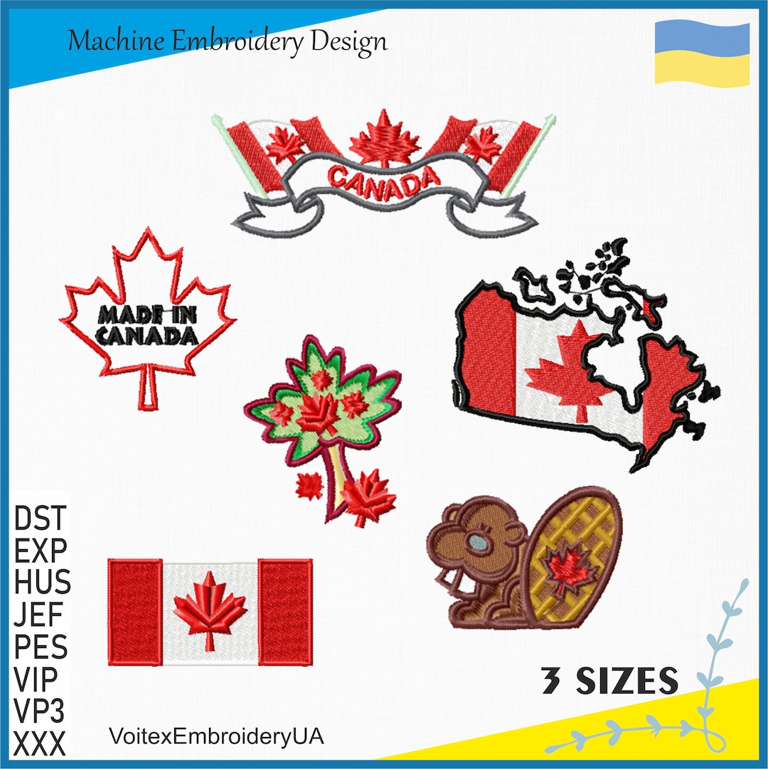 Canada Embroidery Designs Set - Canada Flag - Canadian Maple Leaf ...
