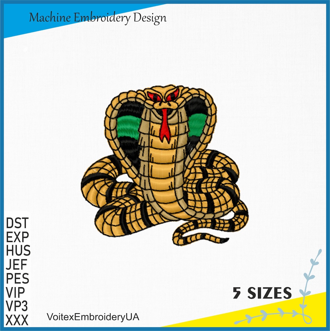 Snake Embroidery Design - Machine Embroidery Pattern - 5 Sizes Digital ...