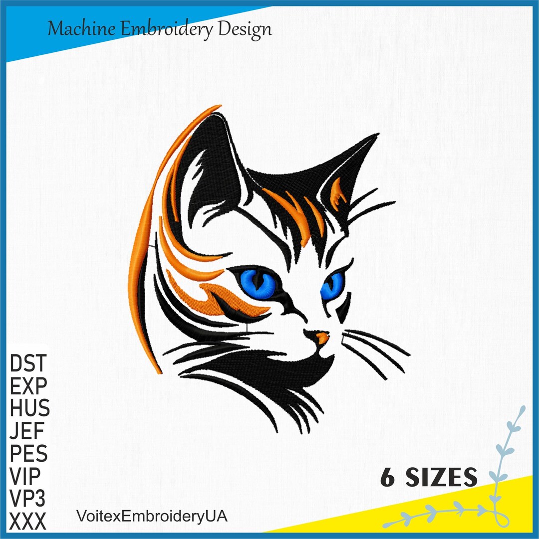 Cat Machine Embroidery Designs - Cat Embroidery File - 6 Sizes ...
