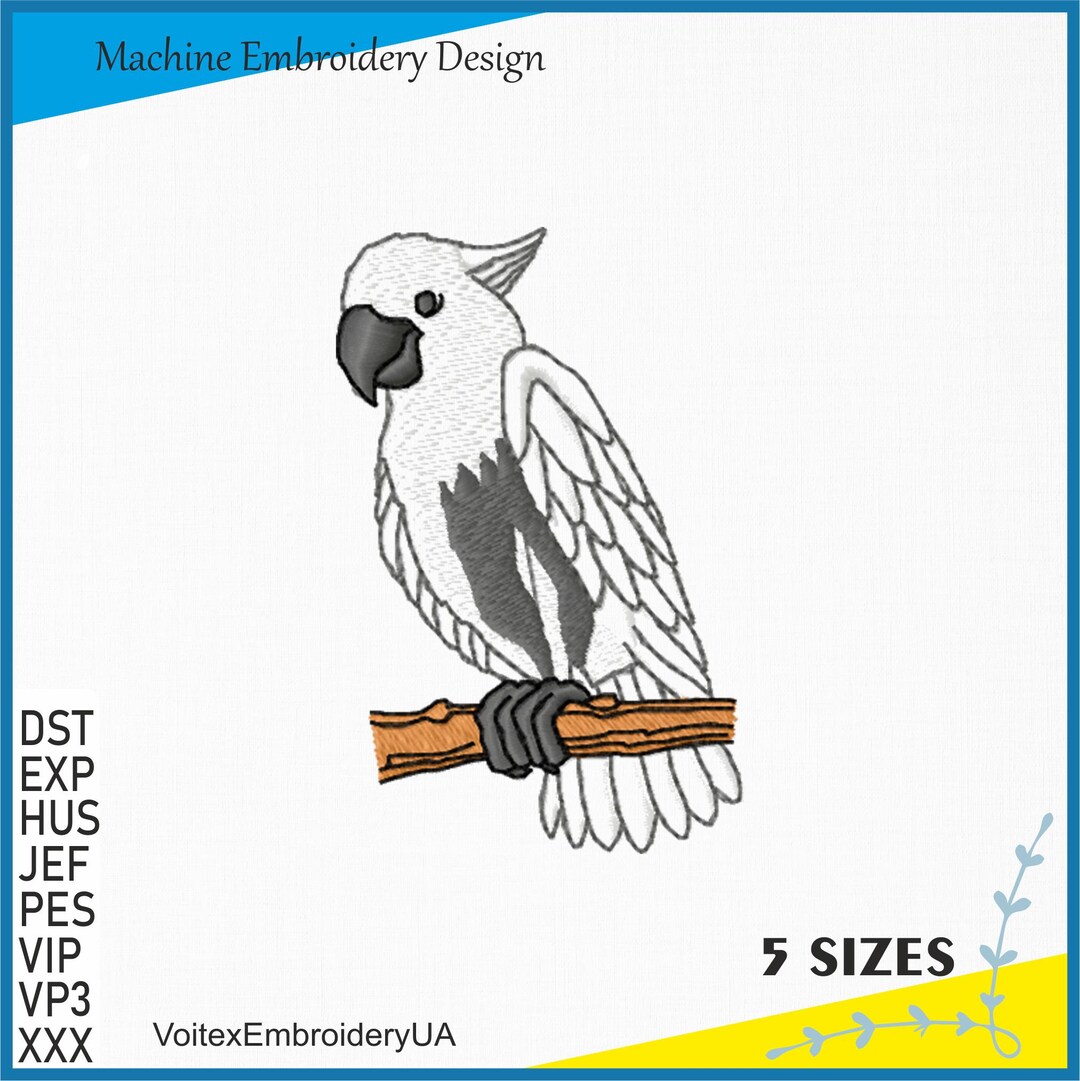 Parrot Machine Embroidery Design - Parrot Embroidery Files - 5 Sizes ...
