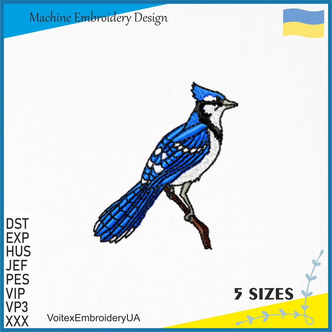 Blue Jay Machine Embroidery Design - Bird Embroidery - 5 Sizes ...