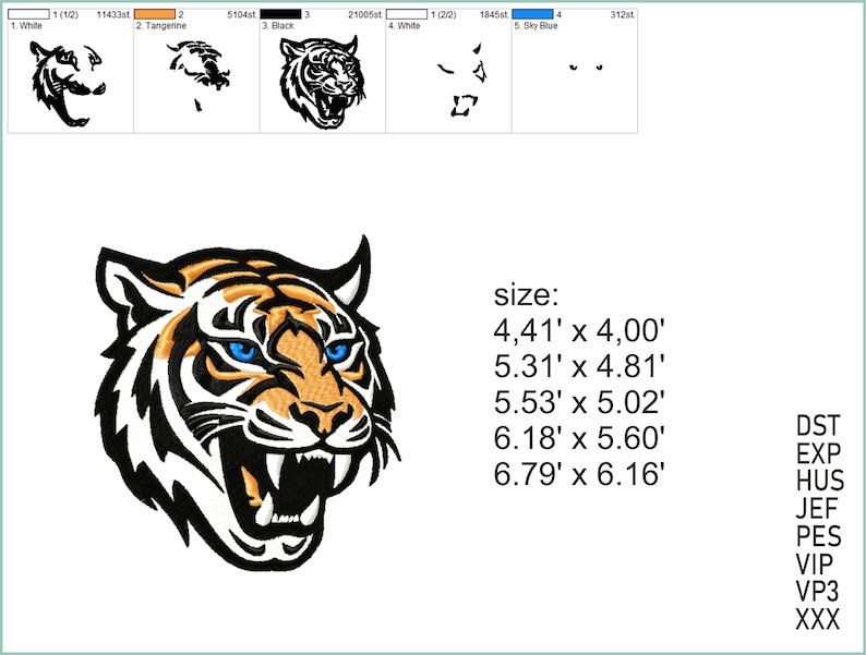 Tige Embroidery Design - Wild Animal Face Machine Embroidery Files 5 ...