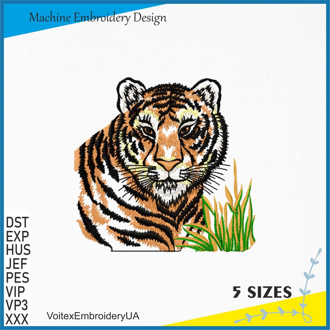 Tiger Embroidery Design - 5 Sizes Digital Files - Instant Download - Etsy