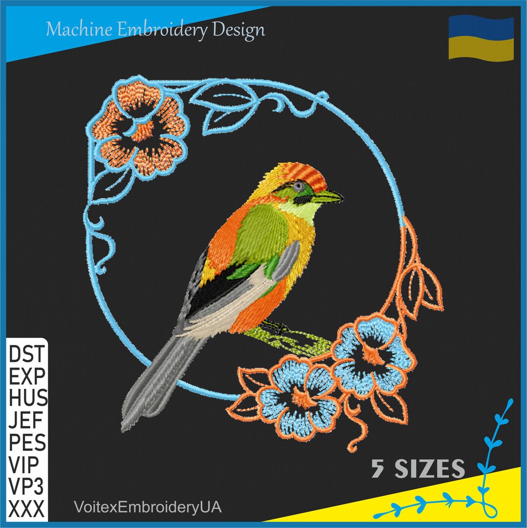 Bird Machine Embroidery Design - Flower Embroidery Pattern - Bird ...