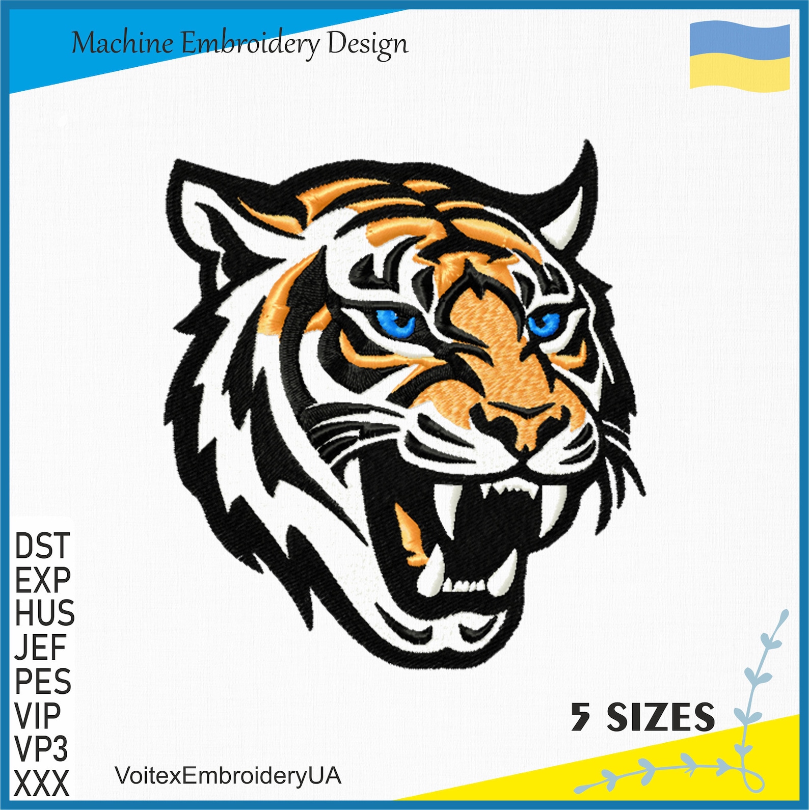 Tige Embroidery Design - Wild Animal Face Machine Embroidery Files 5 ...