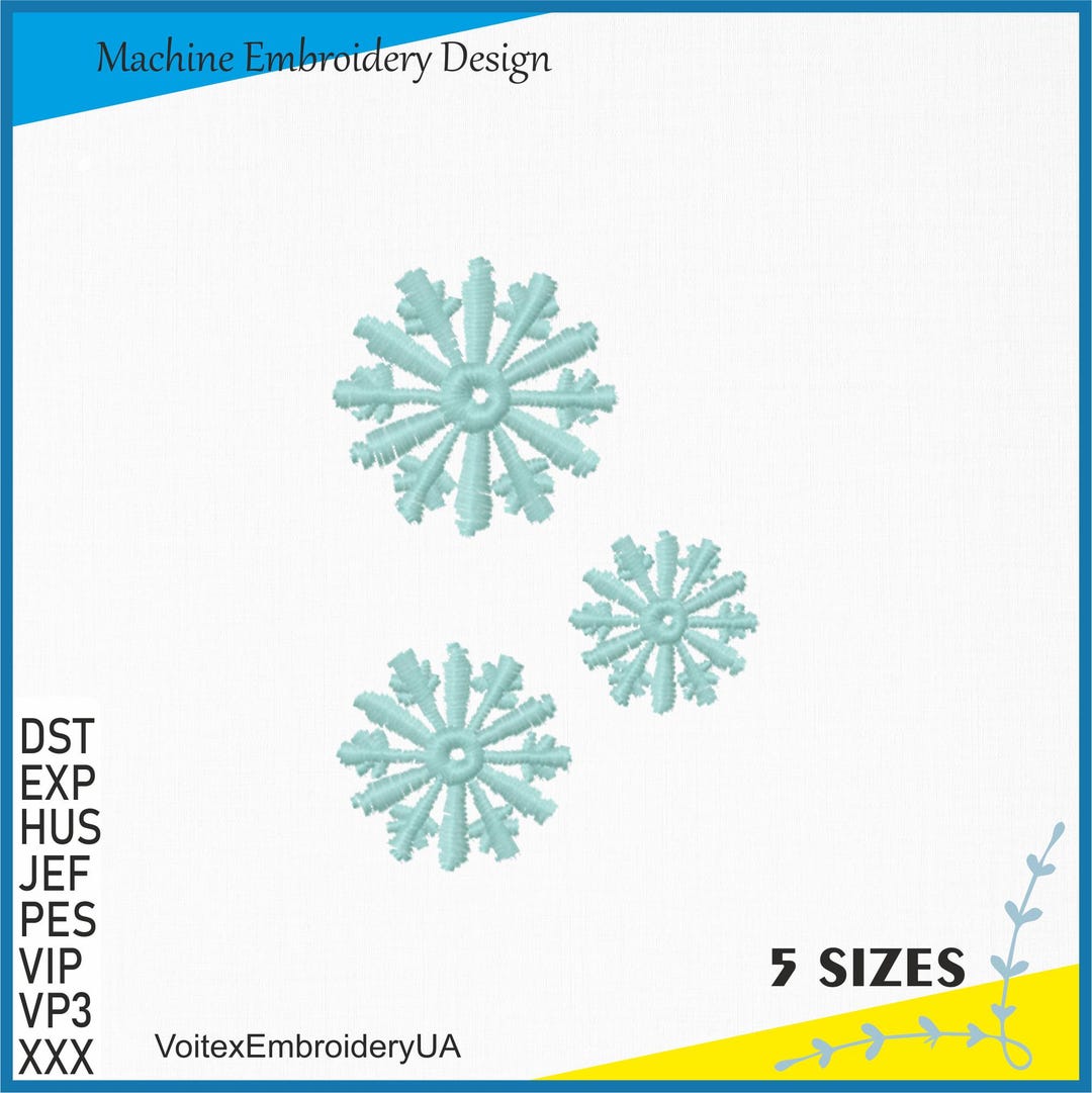 Snowflakes Embroidery Design - 5 Sizes - Instant Download - Etsy