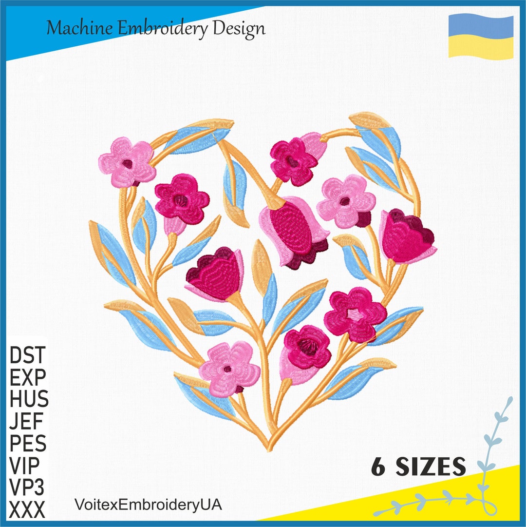 Floral Machine Embroidery Design - Digitized Flower Embroidery - 6 ...