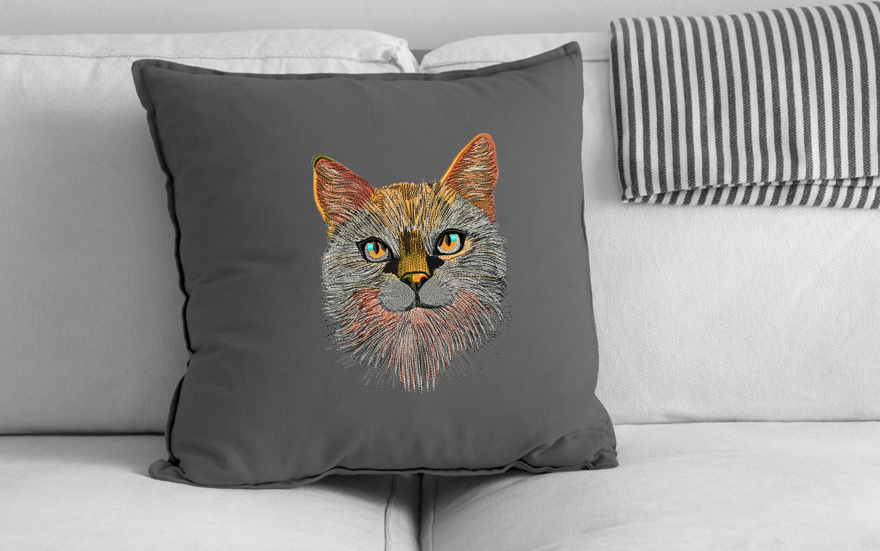 Realistic Cat Machine Embroidery Design - Animals Embroidery Design ...