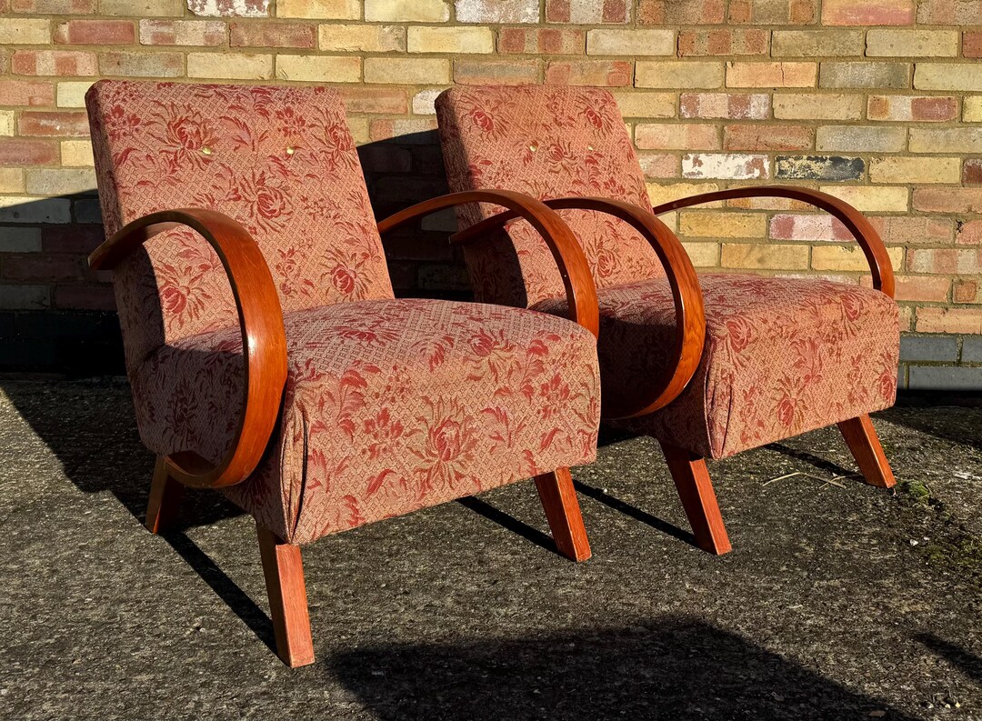 Pair of Halabala Art Deco Armchairs Model H410 Good Condition UK Dealer ...