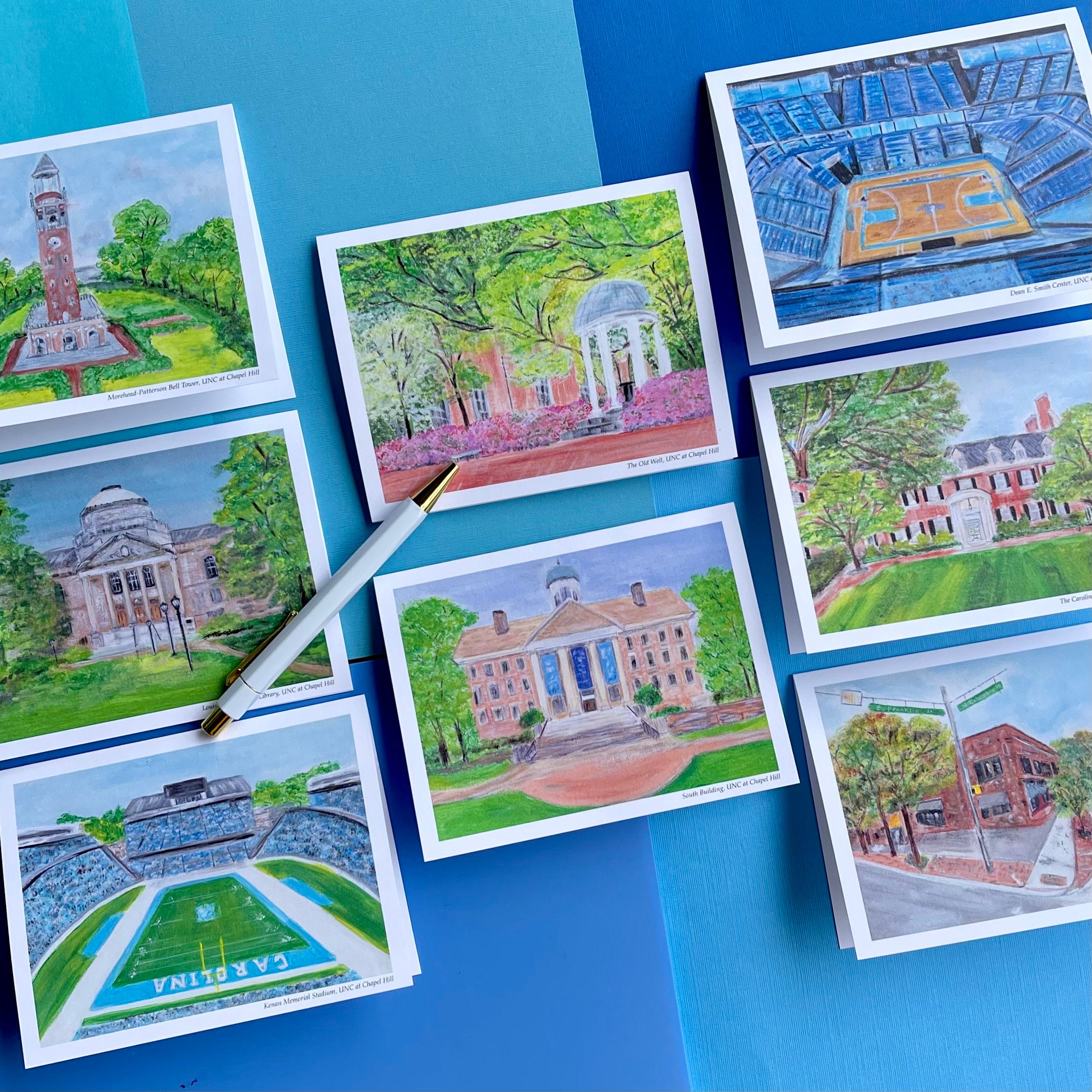 UNC Chapel Hill Notecards - Etsy