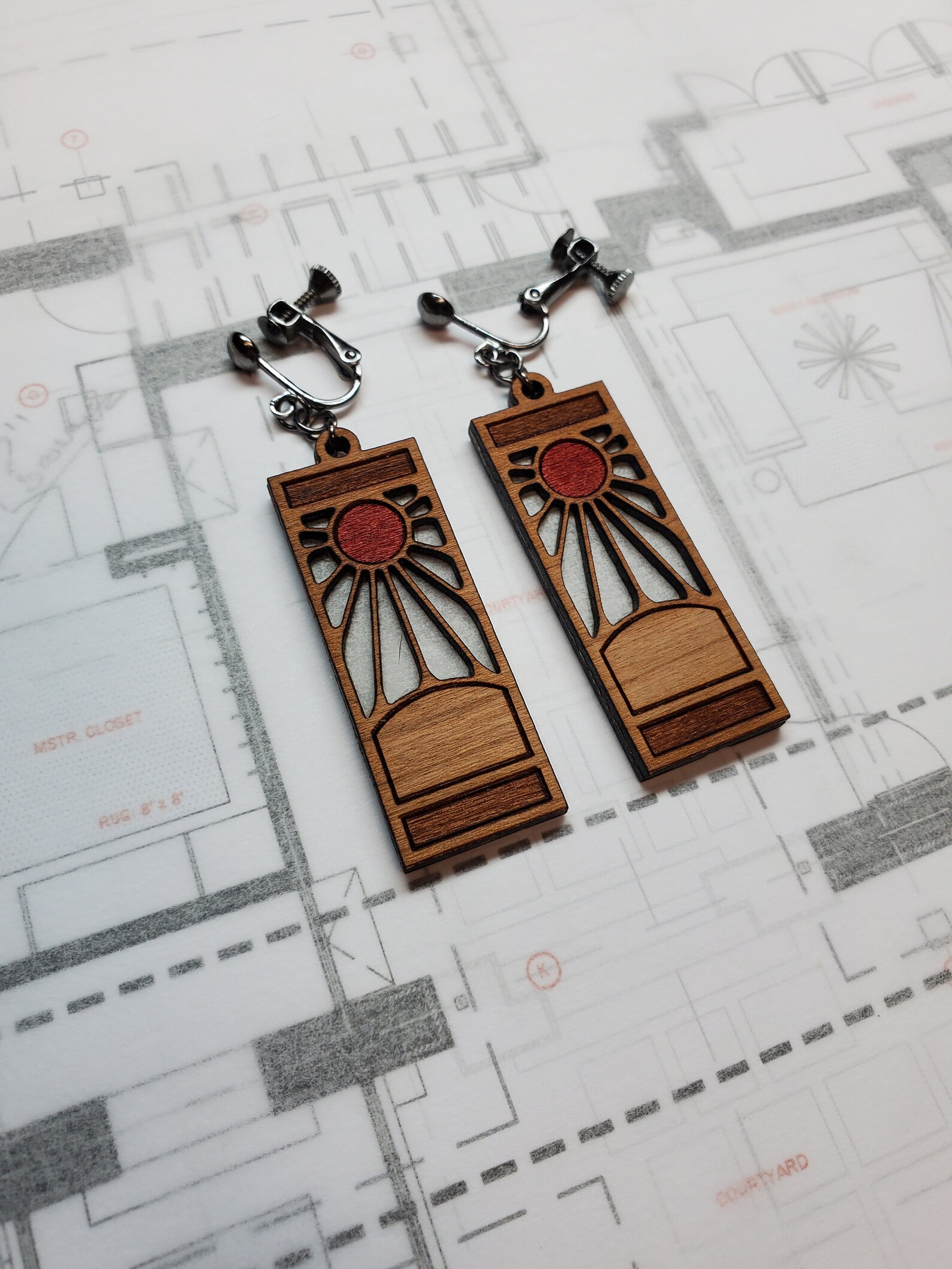 Hanafuda rising Sun Earrings | Etsy