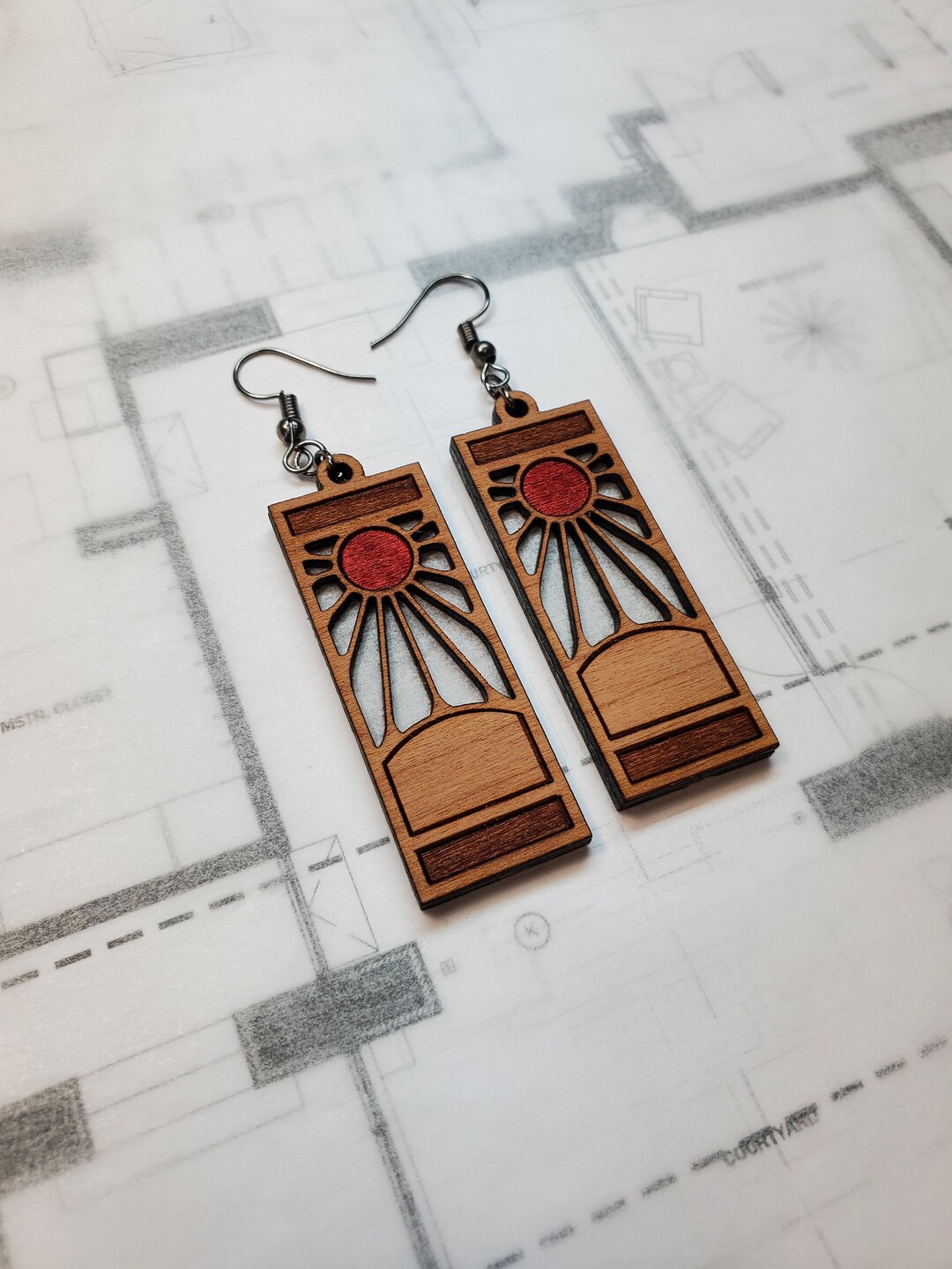 Hanafuda rising Sun Earrings - Etsy