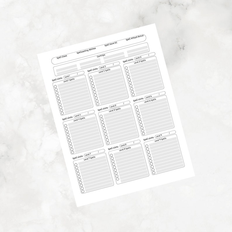 Printable Dnd Spellcaster Character Sheet for Dungeons and - Etsy