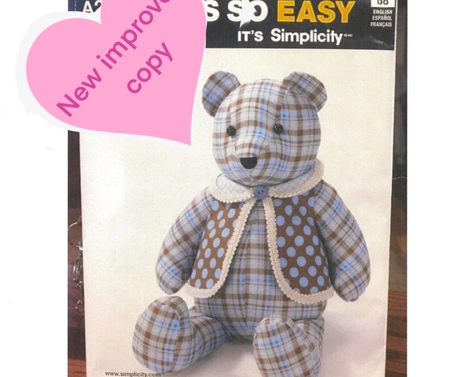 PDF 18 Inch Memory Bear Pattern and Instructions RARE Simplicity A2115 ...