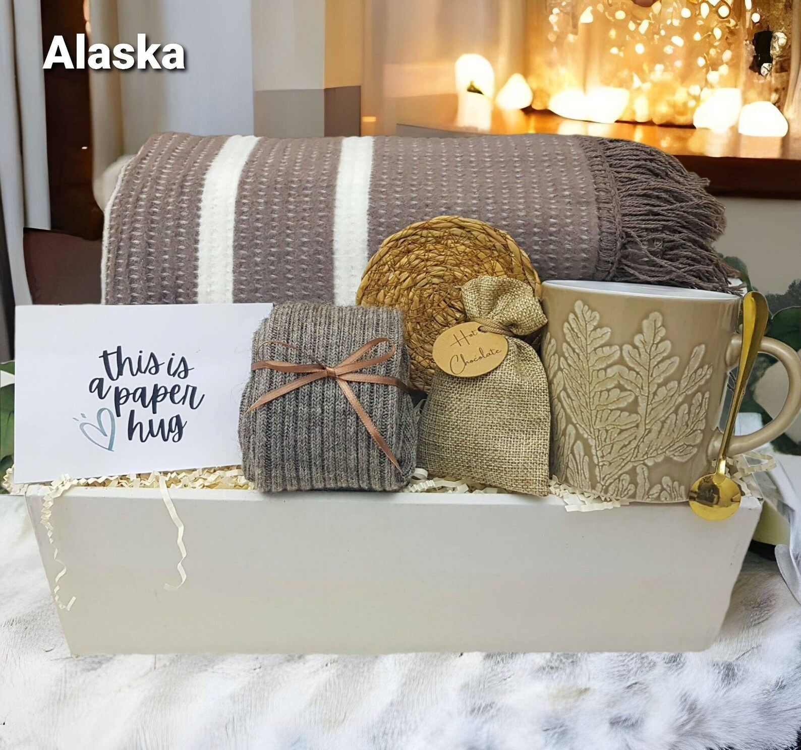 Personalized Gift Box Hygge Gift Box With Blanket Gift Box for Him Gift ...