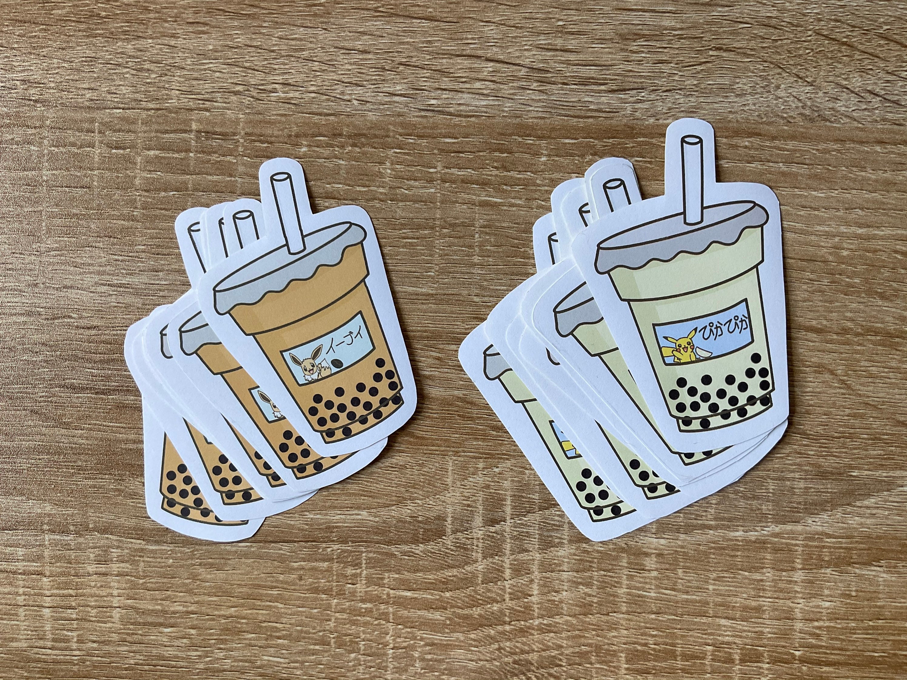 Sticker Pokémon Pikachu and Eevee Boba Tea - Etsy