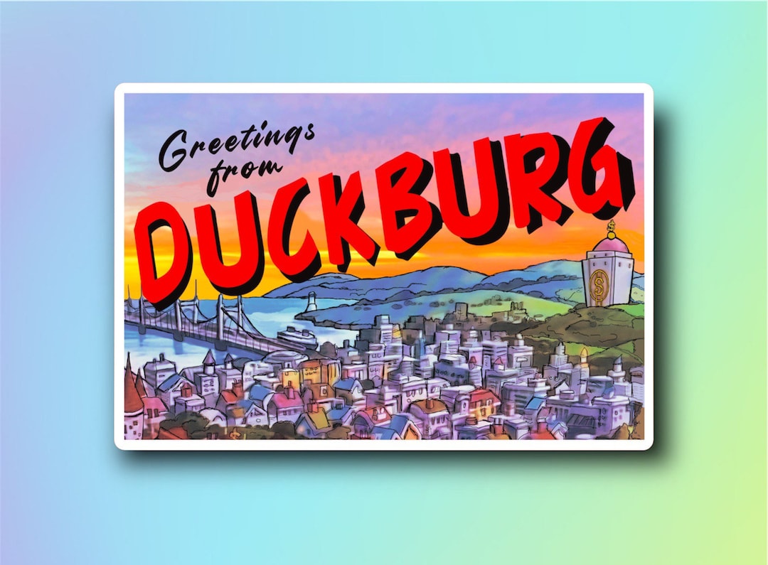 Disney Afternoon, Ducktales, Duckburg Postcard, Waterproof, Vinyl ...